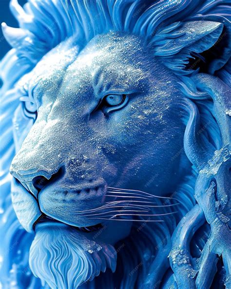 Premium Photo A Blue Lion With A Blue Mane