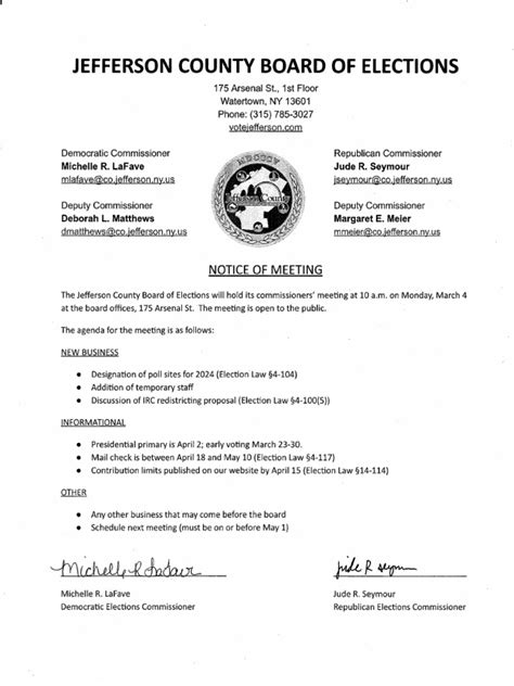 Jefferson County Board Of Elections March 2024 Pdf