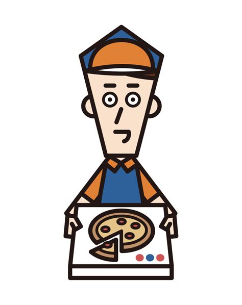 피자를 배달하는 남자남성의 그림 무료 일러스트 소재집 Kukukeke