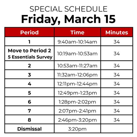 Late Start Day Friday March 15 Special Schedule Academics News