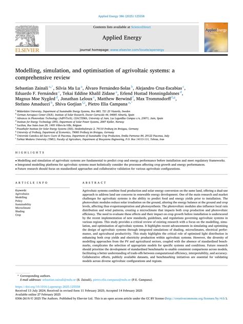 Pdf Modelling Simulation And Optimisation Of Agrivoltaic Systems A Comprehensive Review