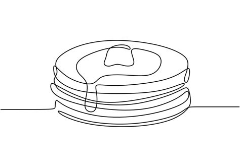 Pancake Stack Continuous Line Drawing Minimalist Breakfast Food