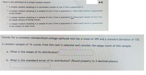Solved What Is The Definition Of A Simple Random Sample Chegg