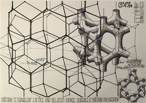 Diamond 6 And Cubic 8 Sponge Polyhedra Surfaces Polyhedron Space
