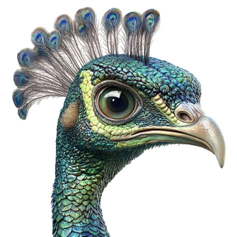 Realistic Peacock Head With Detailed Feathers 57913374 Png