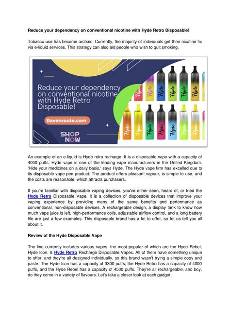 Ppt Reduce Your Dependency On Conventional Nicotine With Hyde Retro Disposable Powerpoint