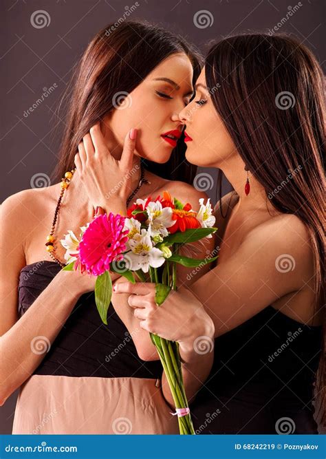 Two Lesbian Women Kissing Stock Image Image Of Girl 68242219