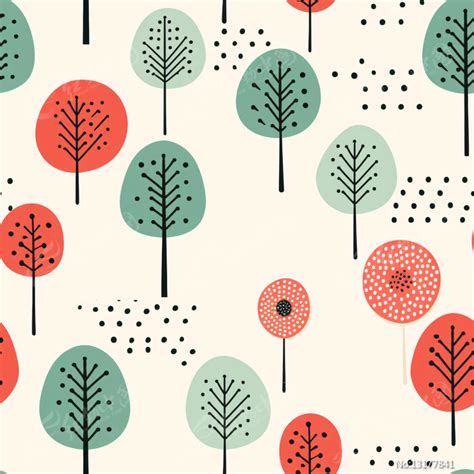 卡通树木四方连续图下载 红动中国