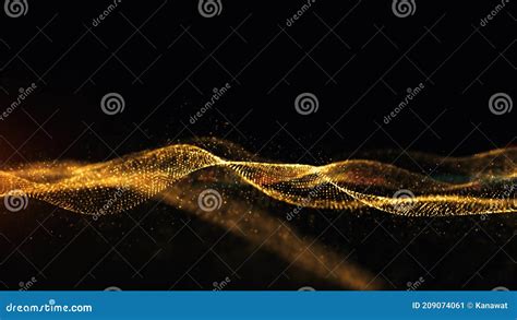 Gold Particles Sparks Animation Wave Flow Background Flicker Particle On Black Background