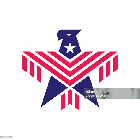 미국 독수리 현대 로고 디자인 아이콘 벡터 미국 별 모양의 독수리 적 백 청 리본에 대한 스톡 벡터 아트 및 기타 이미지 적 백 청 리본 0명 7월 Istock