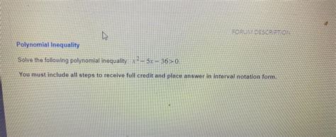 Solved Polynomial Inequality Solve The Following Polynomial