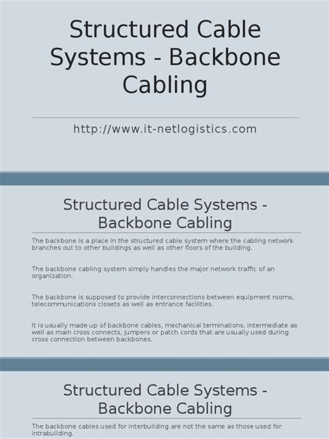 Structured Cable Systems Backbone Cabling Pdf Science And Mathematics