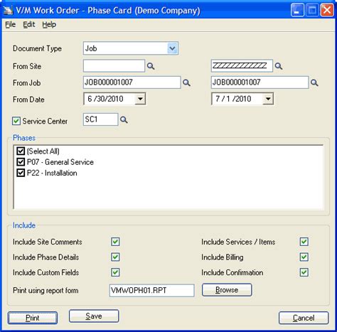 Work Order Phase Card
