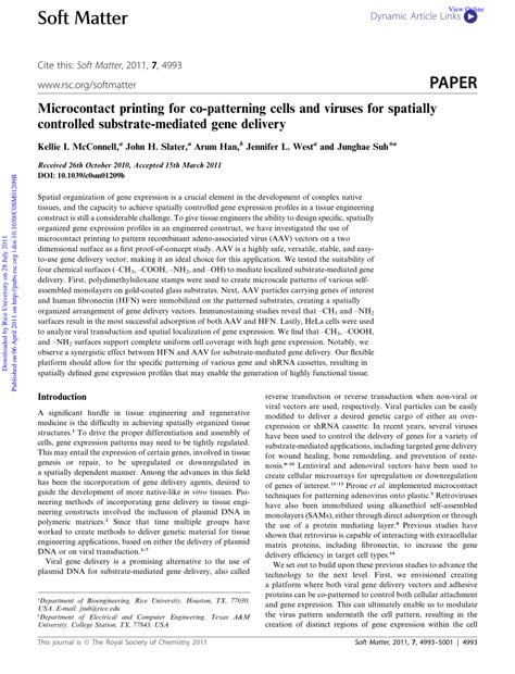 Pdf Microcontact Printing For Co Patterning Cells And Viruses For