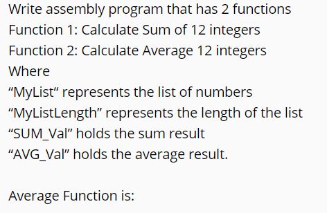 Solved Write Assembly Program That Has Functions Function Chegg