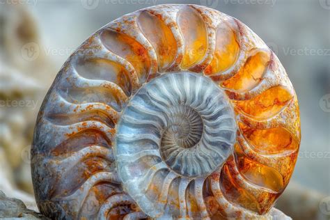 Exploration Of Ammonite Macro Half Side Revealing Intricate Patterns And Vivid Colors In A