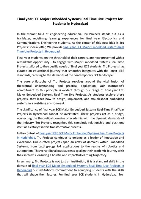 ppt final year ece major embedded systems real time live projects for