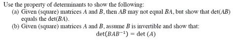 Solved Use The Property Of Determinants To Show The Chegg