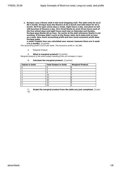 Solution Apply Concepts Of Short Run Costs Long Run Costs And Profits