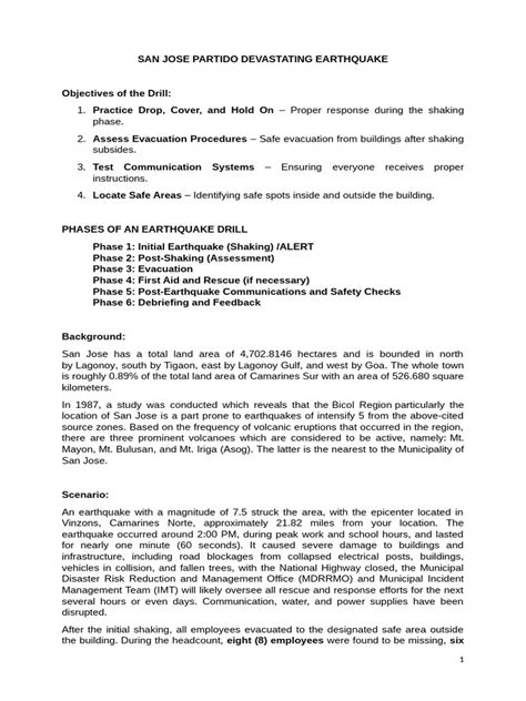 San Jose Earthquake Response Drill Guide Pdf Emergency Evacuation