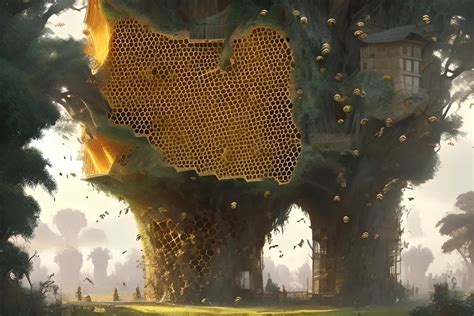 A Beehive Castle Inhabited By Human Like Bees Greg R
