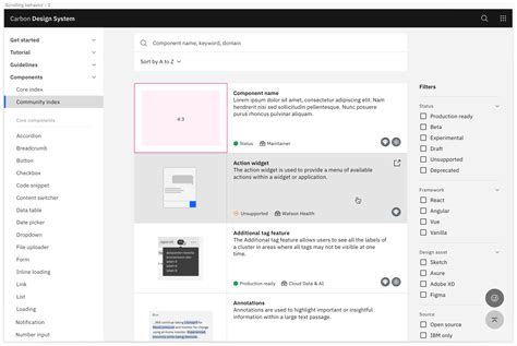 Component Index Design Refinement And Spec Issue Carbon Design System Carbon Website