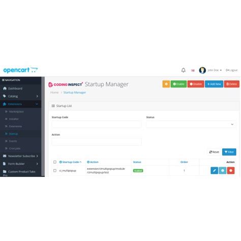 OpenCart Startup Manager For Opencart Developers