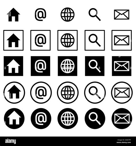 Web Interface Icons Email And Search Globe Home Symbols Vector Black