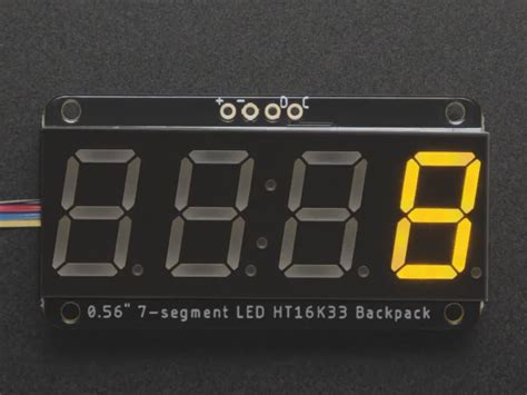 Assembled Adafruit 0 56 4 Digit 7 Segment Display [w I2c Backpack Qt Yellow] Id 5602
