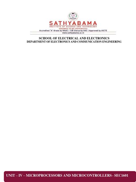 Sec1601 Microprocessors And Microcontrollers Course Material Unit Iv