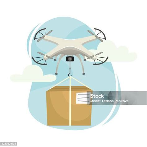 쿼드로콥터를 사용하여 택배 를 집으로 배달합니다 비접촉식 상품 배송 드론 시점에 대한 스톡 벡터 아트 및 기타 이미지 드론 시점 Multicopter 개념 Istock
