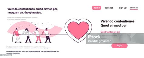 당기 밧줄 큰 핑크 하트 모양 해피 발렌타인 데이 휴일 개념 남자 여자 팀 전체 길이 만화 캐릭터 수평 평면 복사 공간 벡터