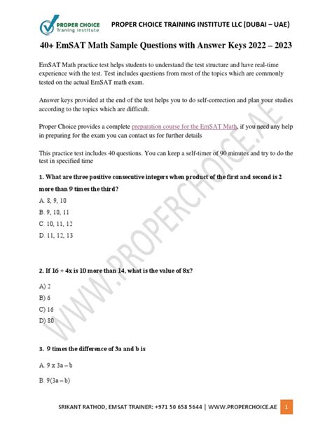 Emsat Math Practice Test With Answer Keys 2022 Pdf