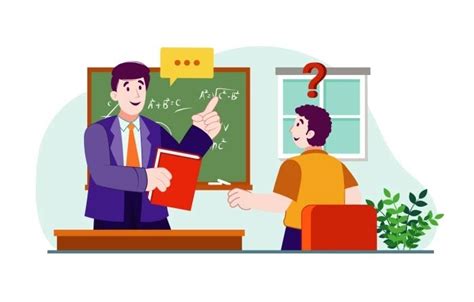 Offline School Teacher And Students Premium Vector Illustration Images