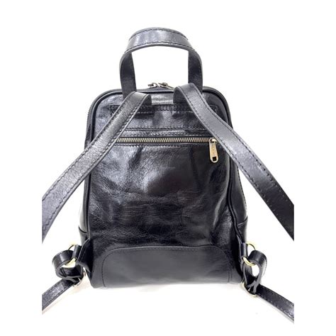 Zaino Donna In Vera Pelle Monte Venturosa Colore Nero Chiaroscuro