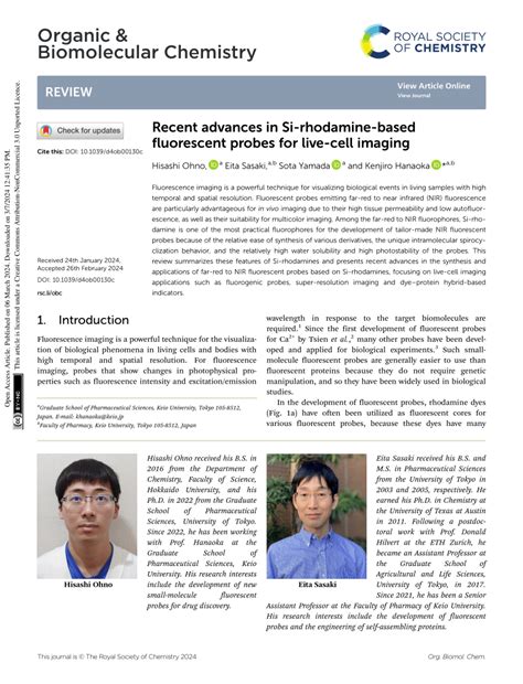 Pdf Recent Advances In Si Rhodamine Based Fluorescent Probes For Live