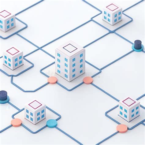 Stylized 3d Illustration Of Interconnected Nodes And Buildings Representing A Digital Network