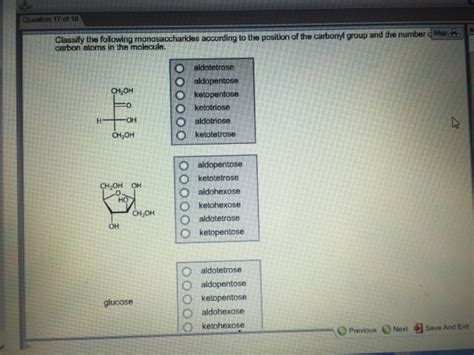 Solved Classify The Following Monosaccharides According To