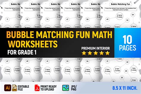 Bubble Matching Fun Math Worksheets Graphic By Interior Creative · Creative Fabrica