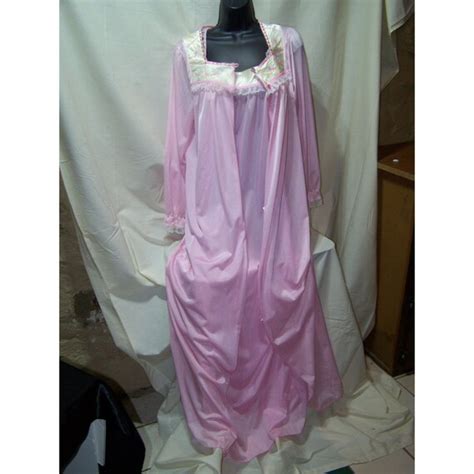 Vintage Nightgown Peignoir Miss Dira 2 Piece Set Pink… Gem