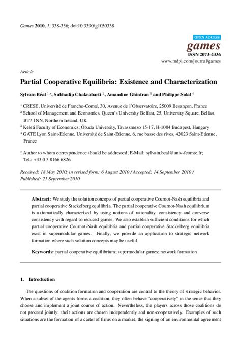 pdf partial cooperative equilibria existence and characterization