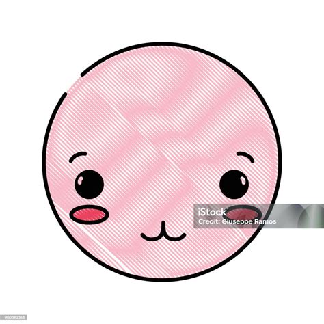 Grated Kawaii Head With Cute Tender Face Stock Illustration Download
