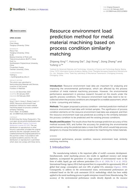 pdf resource environment load prediction method for metal material