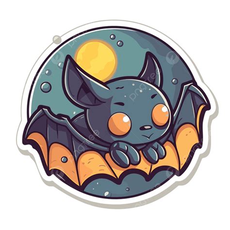 할로윈 스티커 일러스트 귀여운 작은 박쥐 클립 아트 벡터 고립 된 만화 박쥐 날개와 스티커 디자인 상표 스티커 일러스트