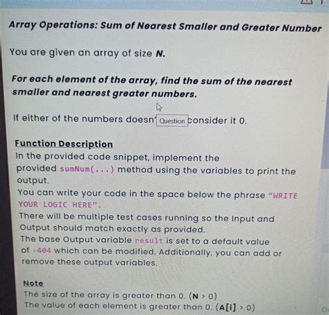 Solved E Array Operations Sum Of Nearest Smaller And