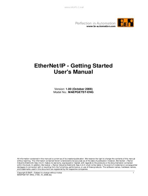 Fillable Online Ethernetip Getting Started Users Manual Version 1