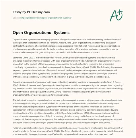 Open Organizational Systems PHDessay Com