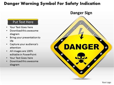 Danger Warning Symbol For Safety Indication Powerpoint Template Graphics Presentation
