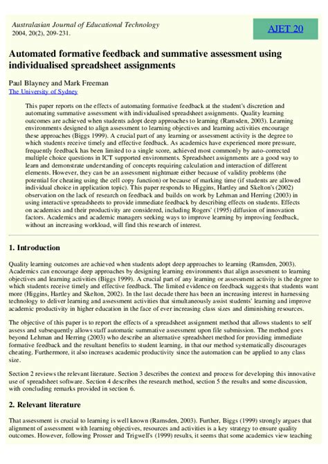 Automated Formative Feedback And Summative Assessment Using