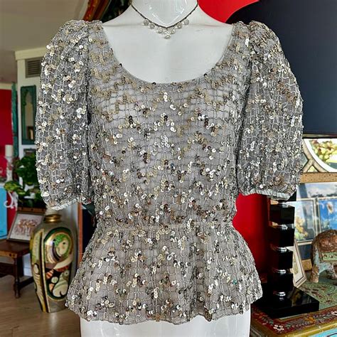 Silver Sequin Tops For Women Etsy
